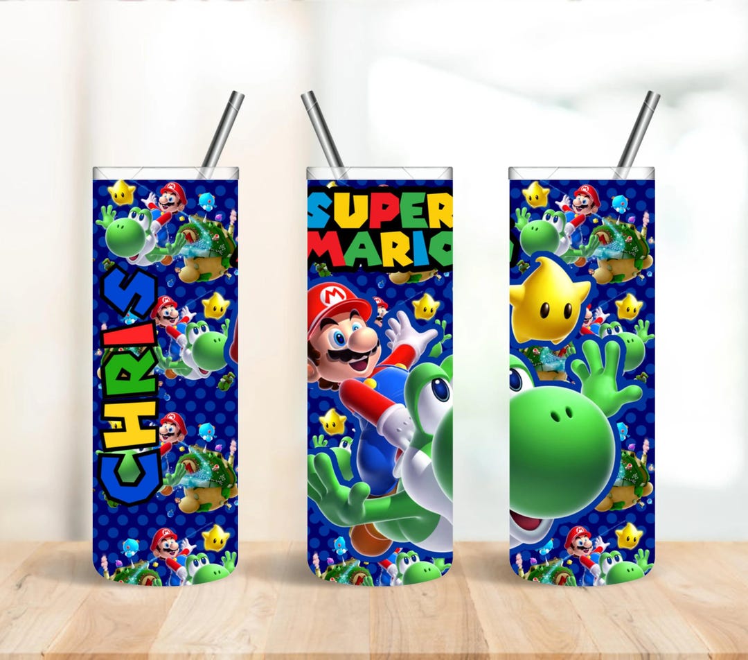 Personalized Super Mario Bros Character Wrap for 20 Oz Skinny Tumbler ...