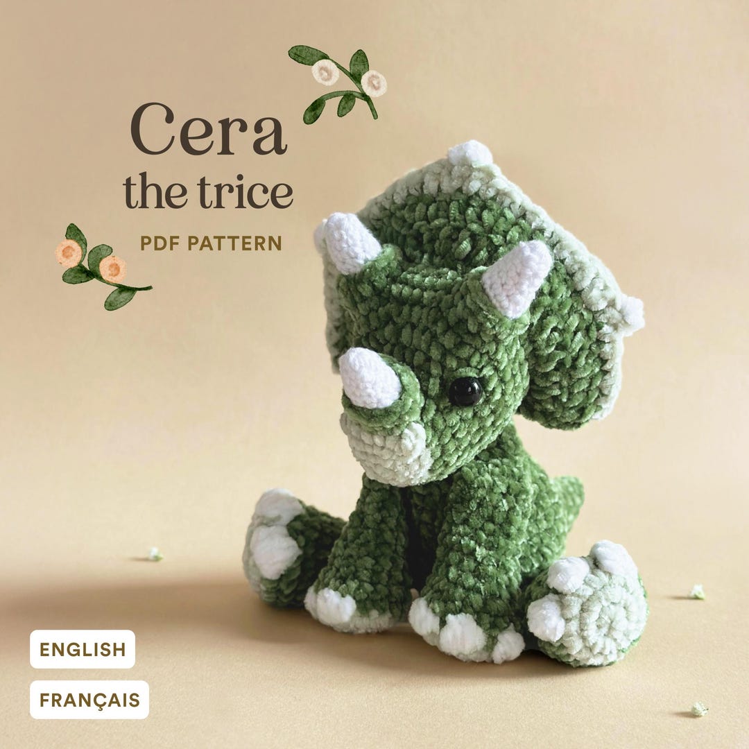 Cera the Triceratops | Dinosaur Plushie Crochet Easy Beginner Pattern ...
