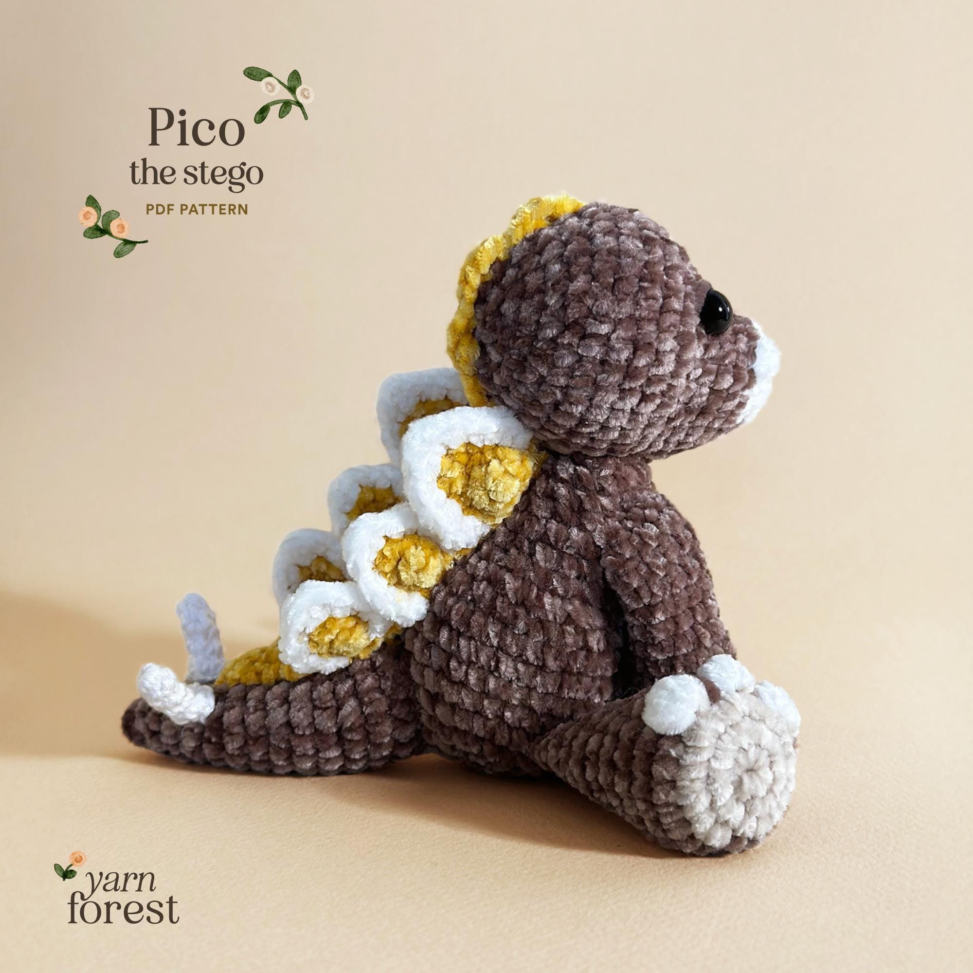 Pico the Stego | Dinosaur Plushie Crochet Easy Beginner Pattern ...