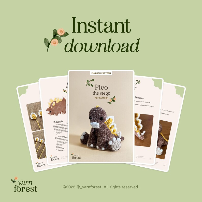 Pico the Stego | Dinosaur Plushie Crochet Easy Beginner Pattern ...