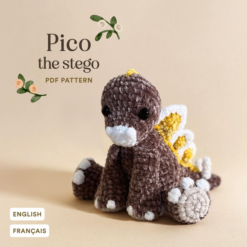 Pico the Stego | Dinosaur Plushie Crochet Easy Beginner Pattern ...