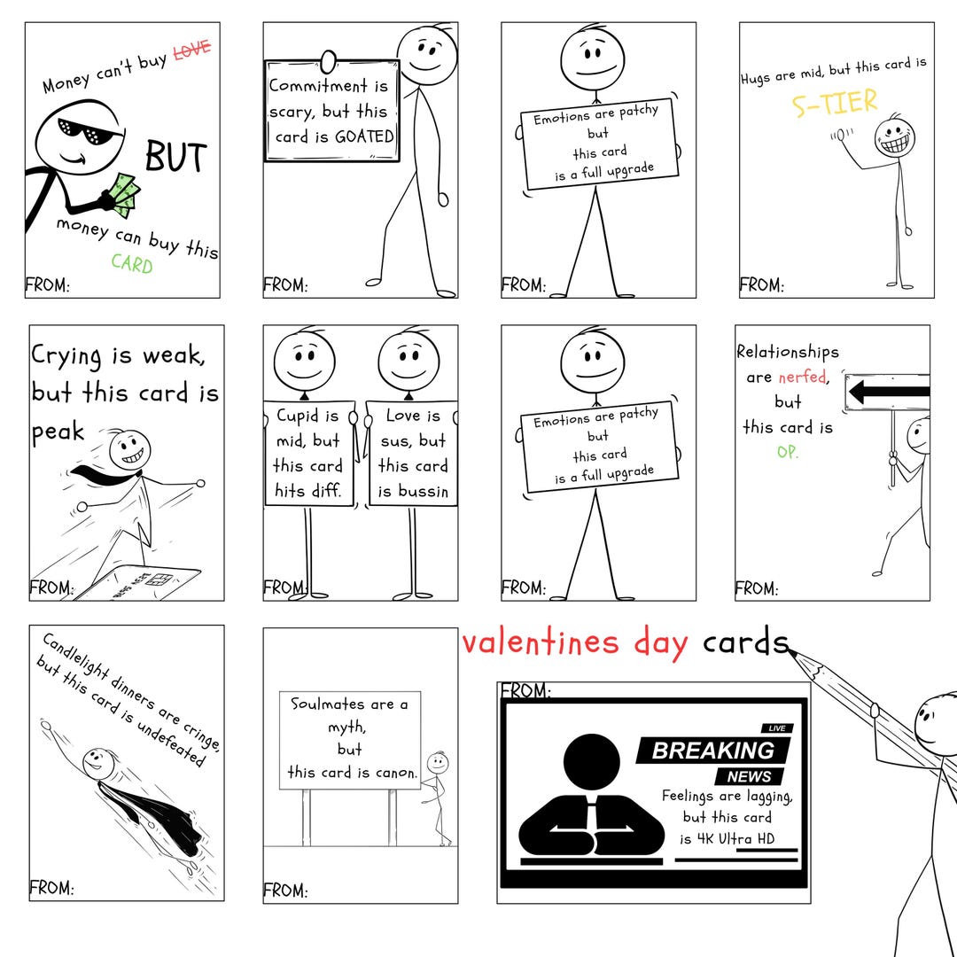 Printable Valentines Day Cards Cute Valentines Cards Digital Download ...