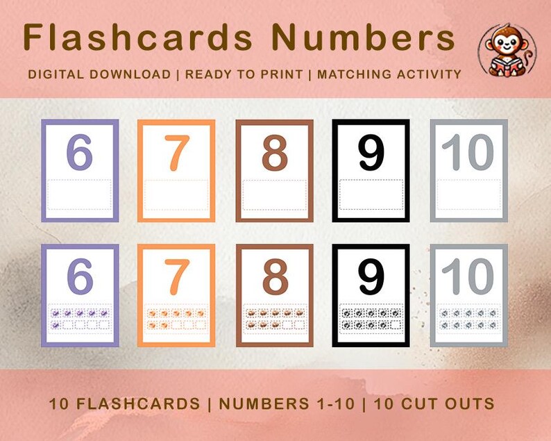 Numbers Flashcards Montessori Counting, Interactive Flashcards ...