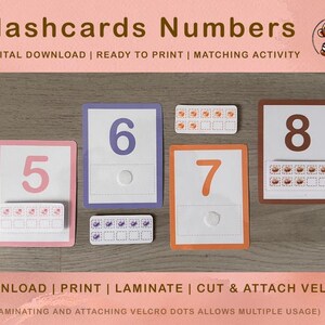 Numbers Flashcards Montessori Counting, Interactive Flashcards ...