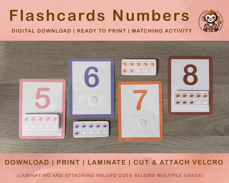 Numbers Flashcards Montessori Counting, Interactive Flashcards ...