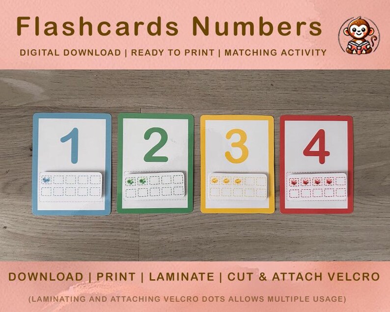 Numbers Flashcards Montessori Counting, Interactive Flashcards ...