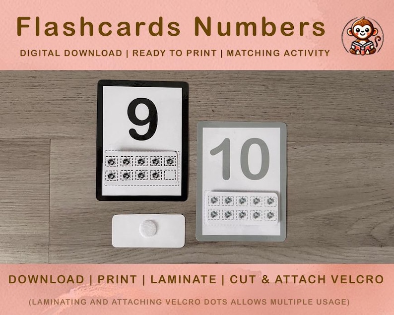Numbers Flashcards Montessori Counting, Interactive Flashcards ...