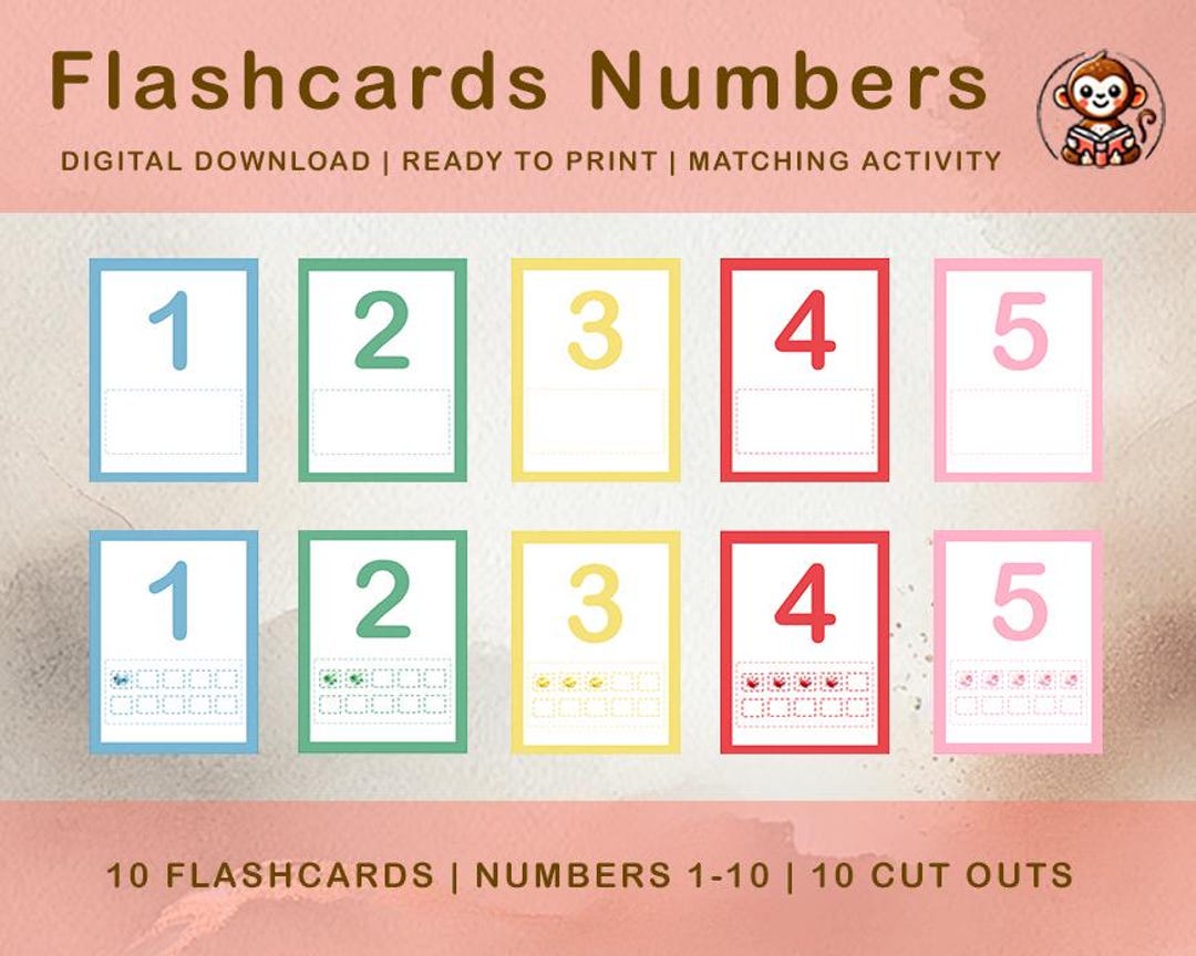Numbers Flashcards Montessori Counting, Interactive Flashcards ...