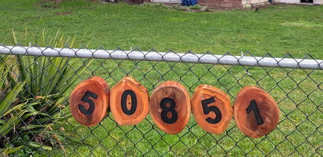 Custom Cedar Address Plaque – House Number on Natural Cedar Rounds ...