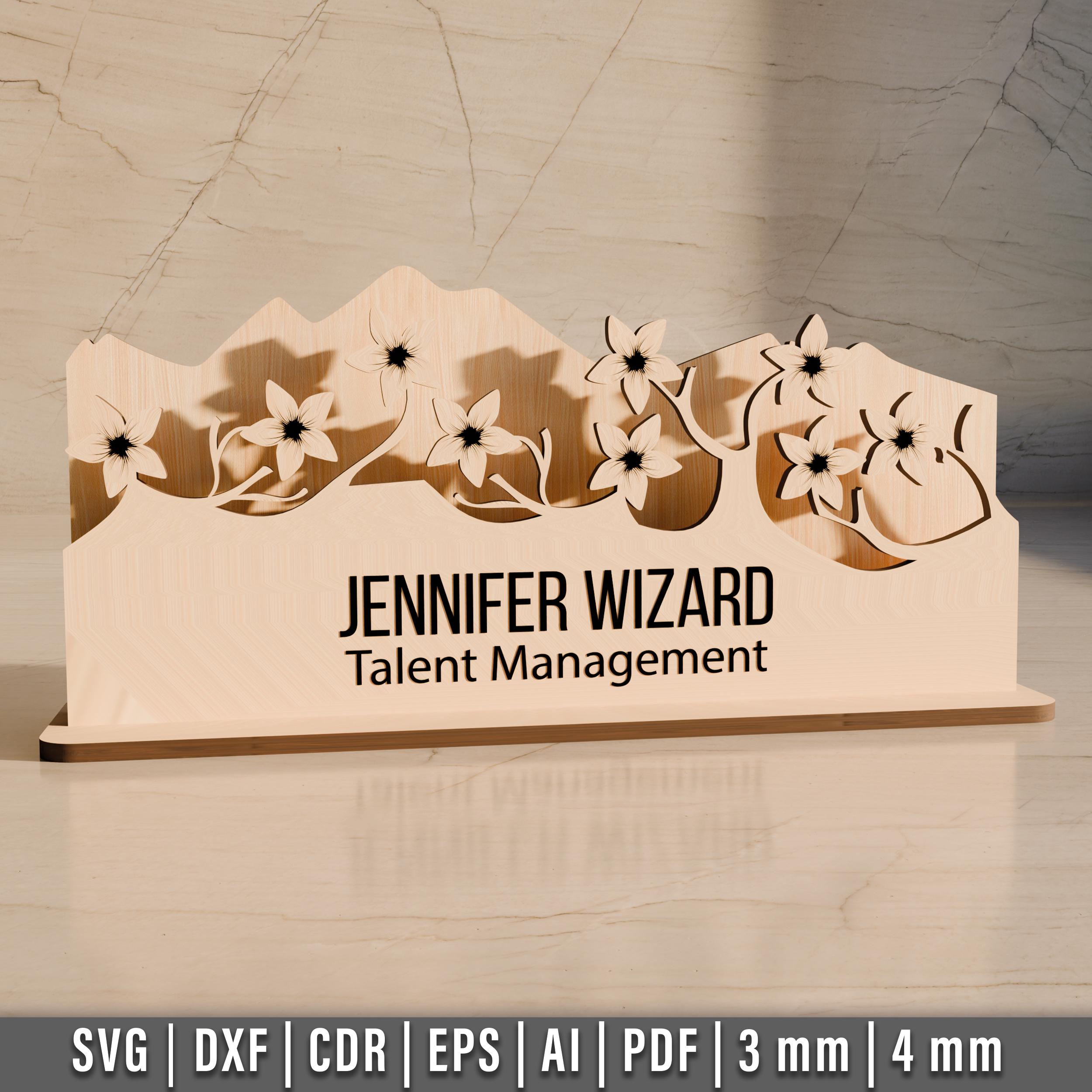 Laser Cut Customizable Name Plate SVG File, Name Plate Digital Template ...