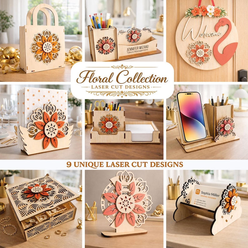 Laser Cut Floral Collection SVG File, Digital Templates, Glowforge ...