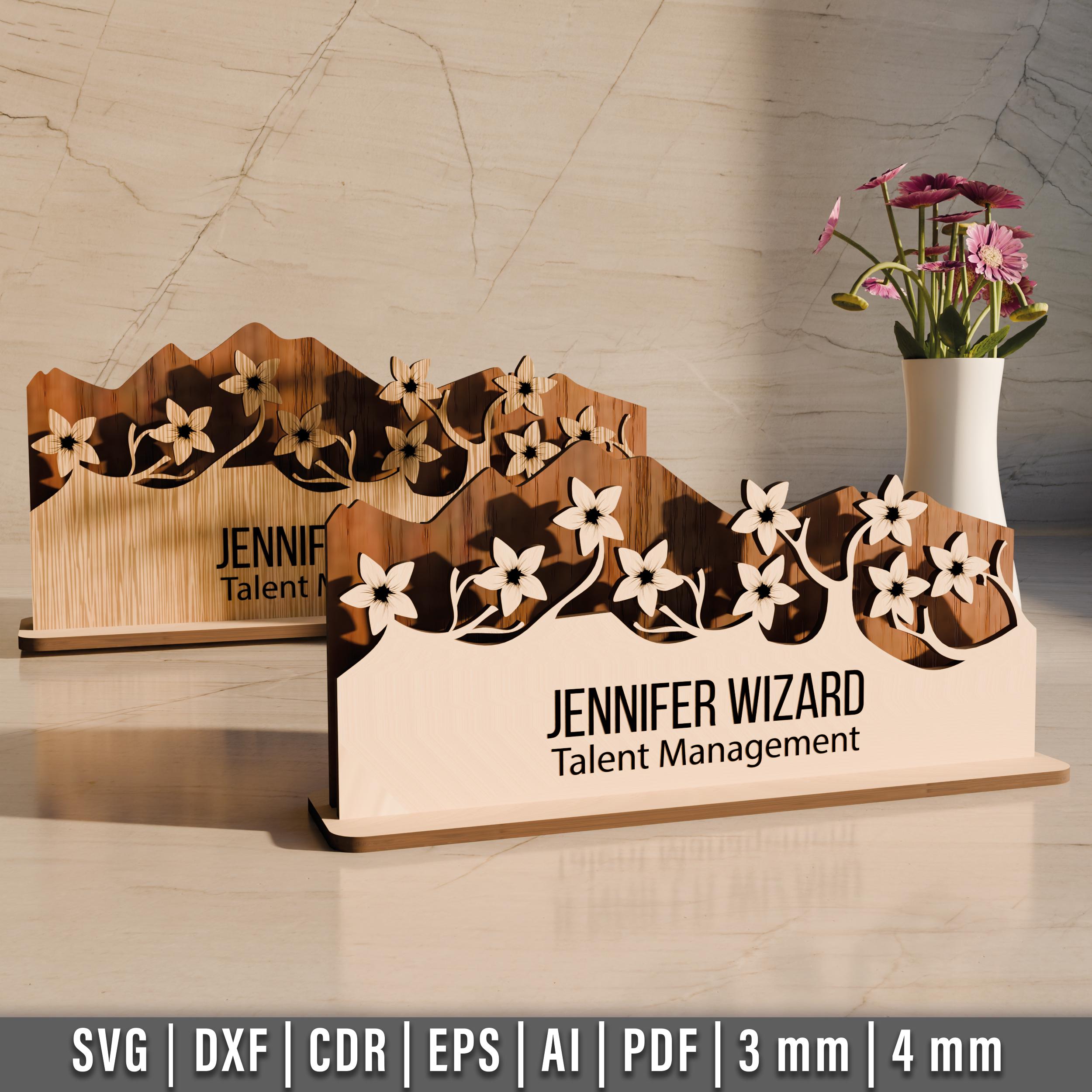Laser Cut Customizable Name Plate SVG File, Name Plate Digital Template ...