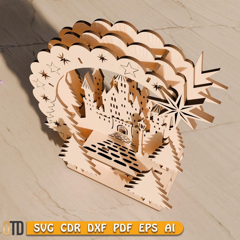 Christmas Castle SVG Laser Cut Files, Christmas Lamp, Glowforge, Cricut ...