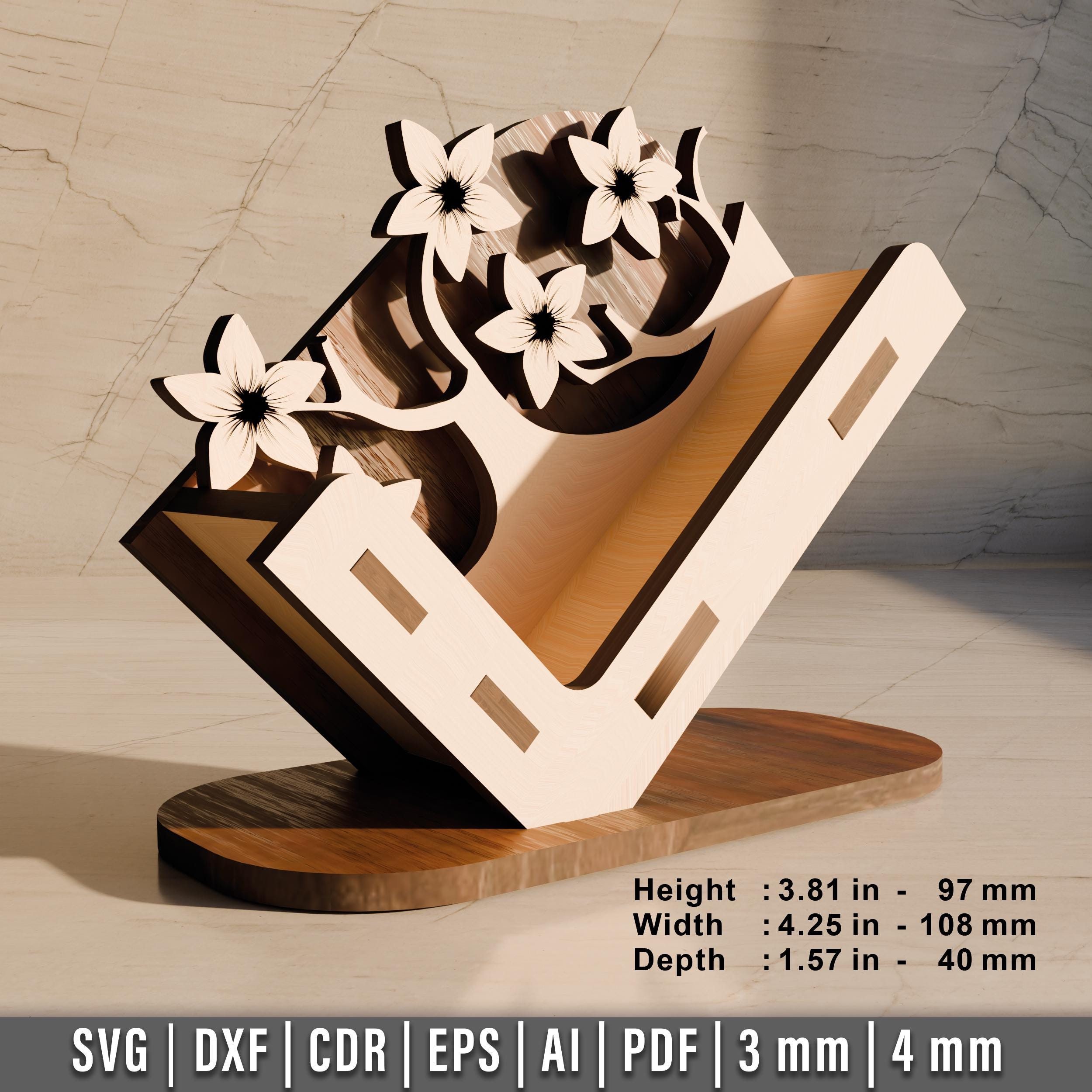 Laser Cut Business Card Holder SVG File, Card Holder Digital Template ...