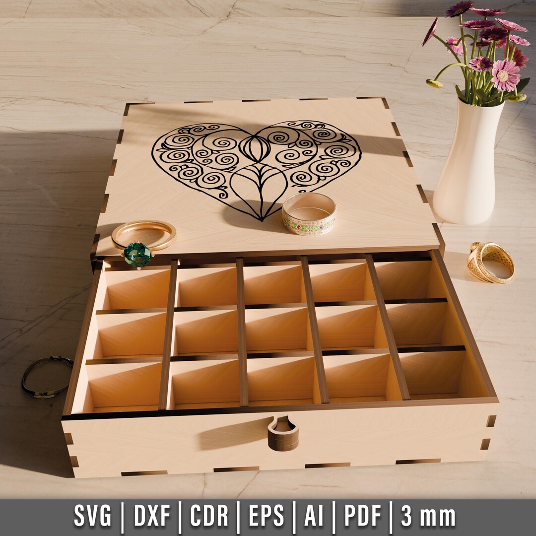Laser Cut Drawer Jewelry Box SVG File, Jewelry Box Digital Template ...