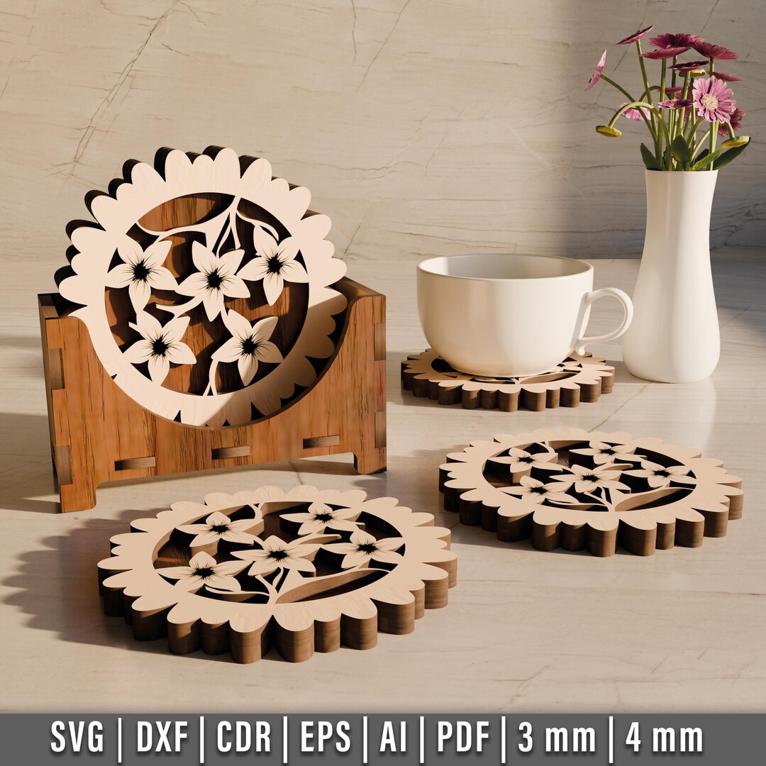 Laser Cut Coaster SVG File, Coaster Digital Template, Office Decor ...