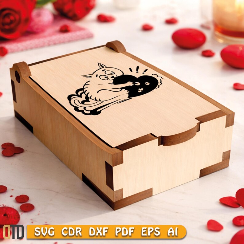 Paquete SVG de caja cortada con láser para San Valentín: 12 diseños ...