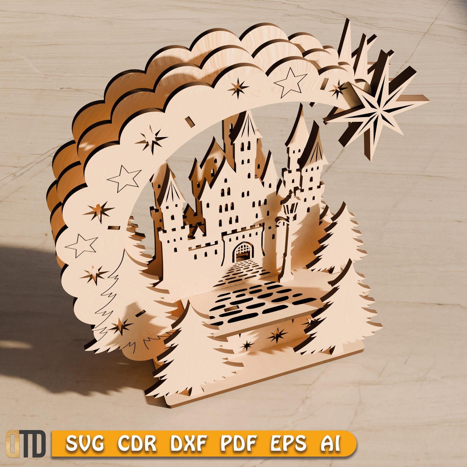 Christmas Castle SVG Laser Cut Files, Christmas Lamp, Glowforge, Cricut ...