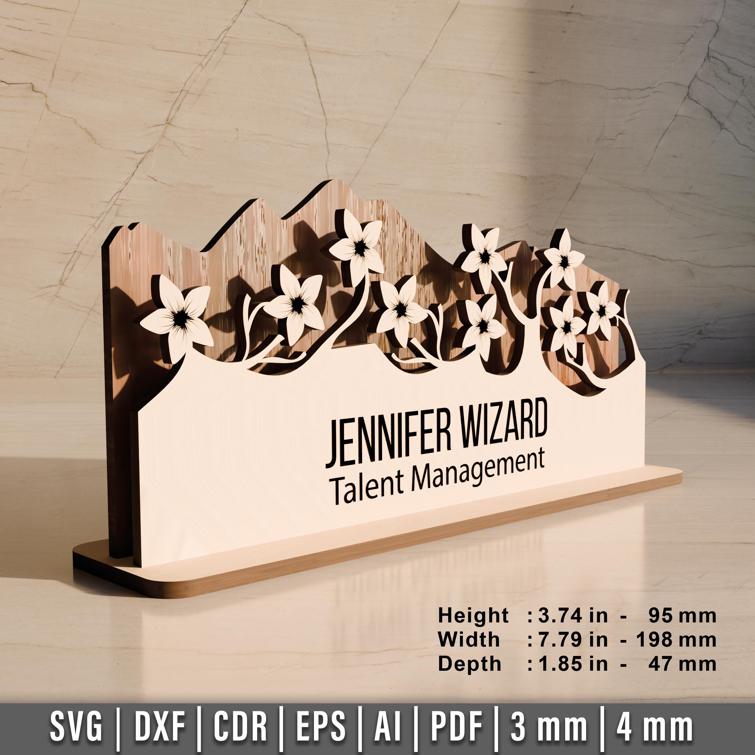 Laser Cut Customizable Name Plate SVG File, Name Plate Digital Template ...