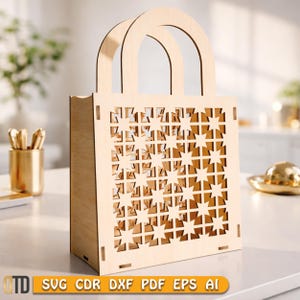 Laser Cut Wooden Gift Bag SVG Bundle, Decorative Gift Box Files for ...