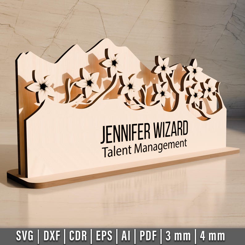 Laser Cut Customizable Name Plate SVG File, Name Plate Digital Template ...
