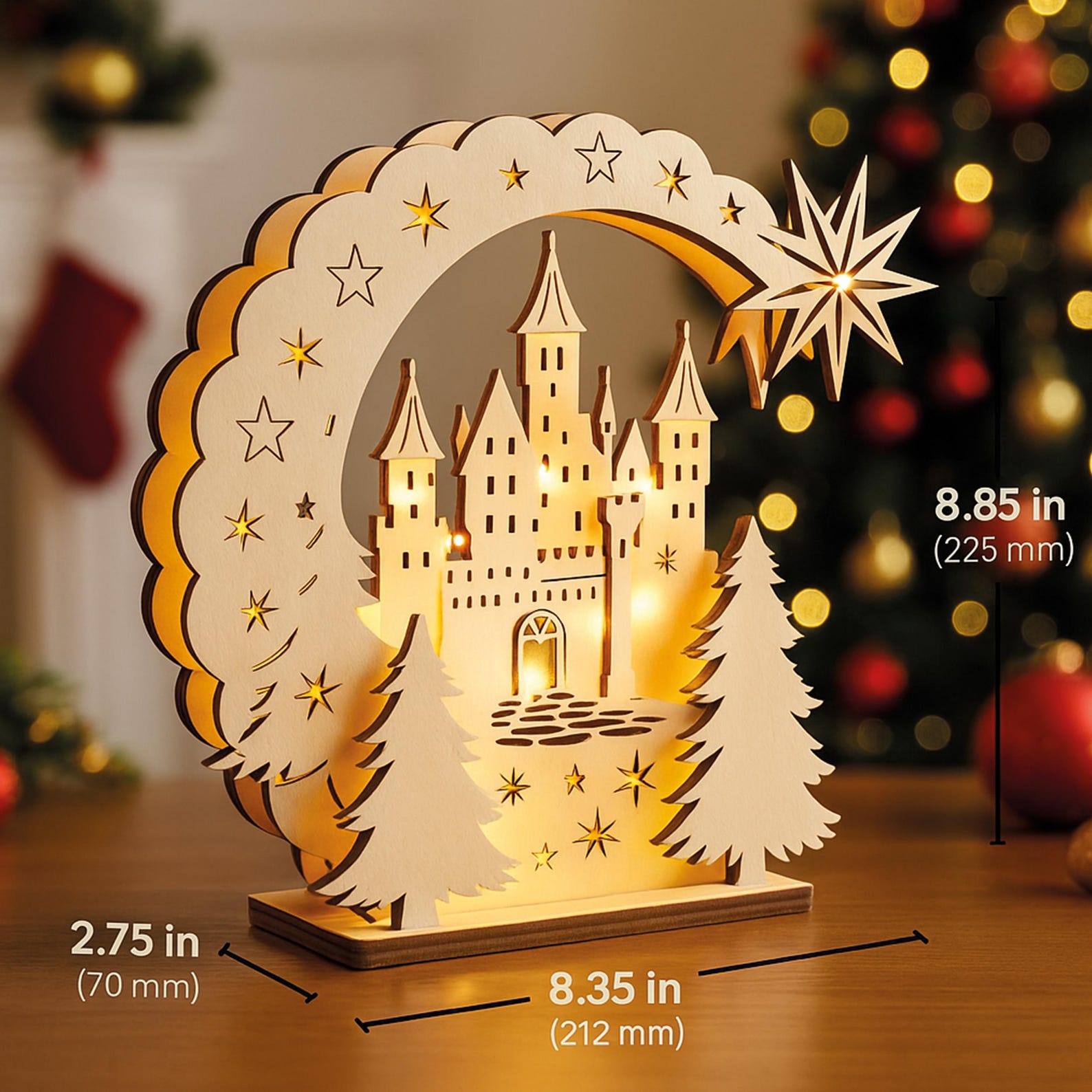 Christmas Castle SVG Laser Cut Files, Christmas Lamp, Glowforge, Cricut ...