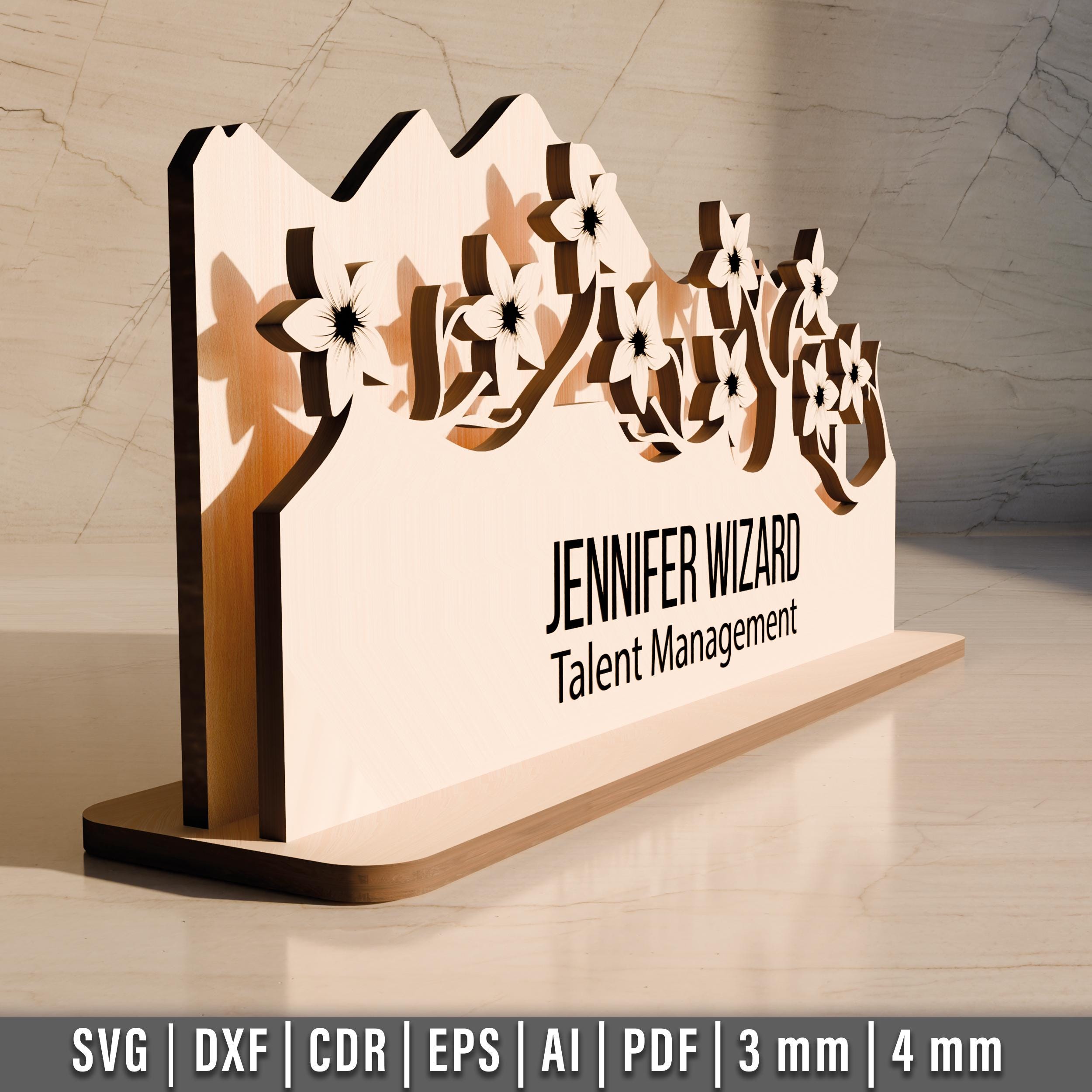 Laser Cut Customizable Name Plate SVG File, Name Plate Digital Template ...