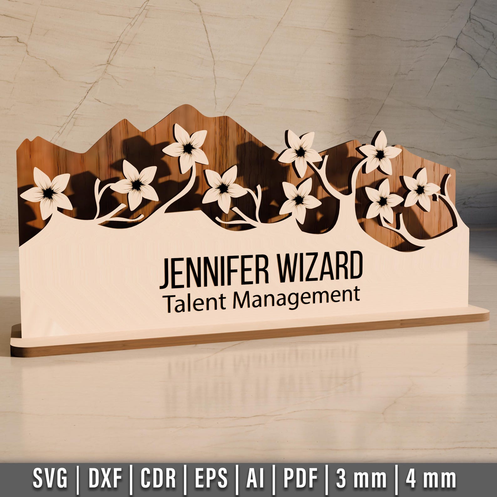 Laser Cut Customizable Name Plate SVG File, Name Plate Digital Template ...