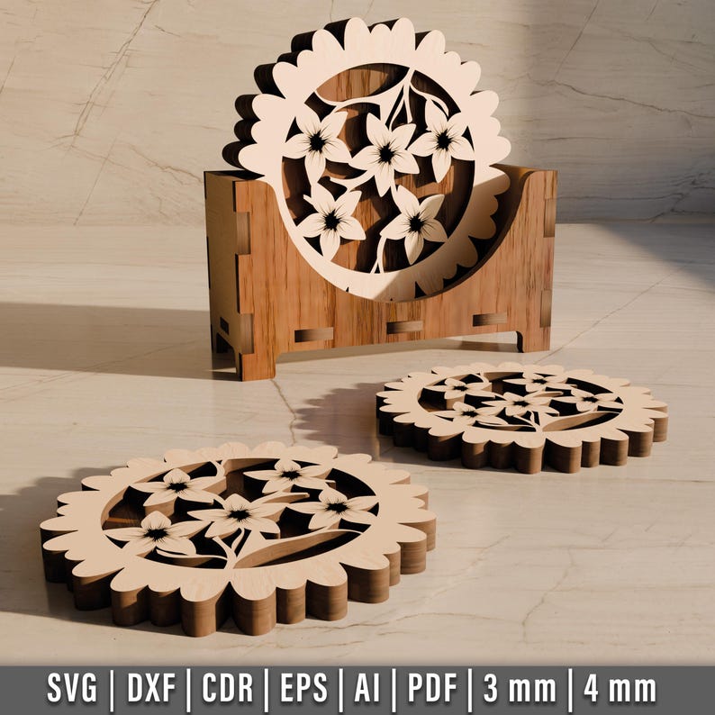 Laser Cut Coaster SVG File, Coaster Digital Template, Office Decor ...