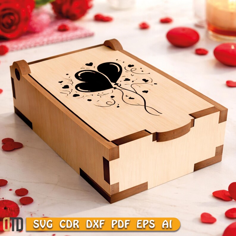 Valentines Day Laser Cut Box SVG Bundle, 12 Designs, Wooden Gift Box ...