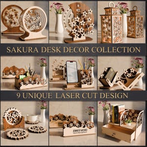 Laser Cut Sakura Desk Decor Collection SVG File, Desk Decor Digital ...