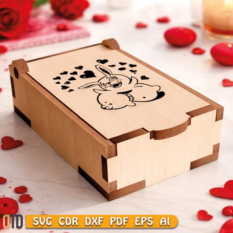 Paquete SVG de caja cortada con láser para San Valentín: 12 diseños ...