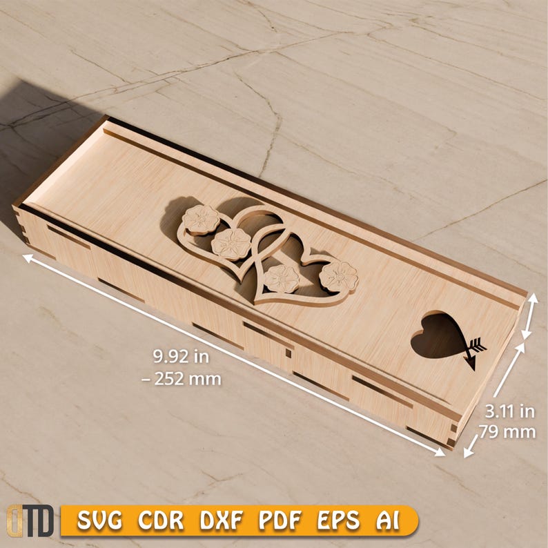Caja de regalo de chocolate para San Valentín cortada a láser SVG, caja ...