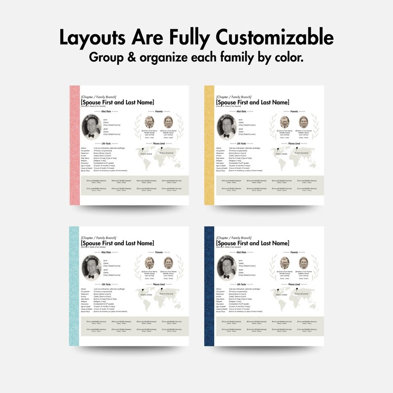 Family History Book Templates - Ancestor Biography Collection - 8.5x11 ...