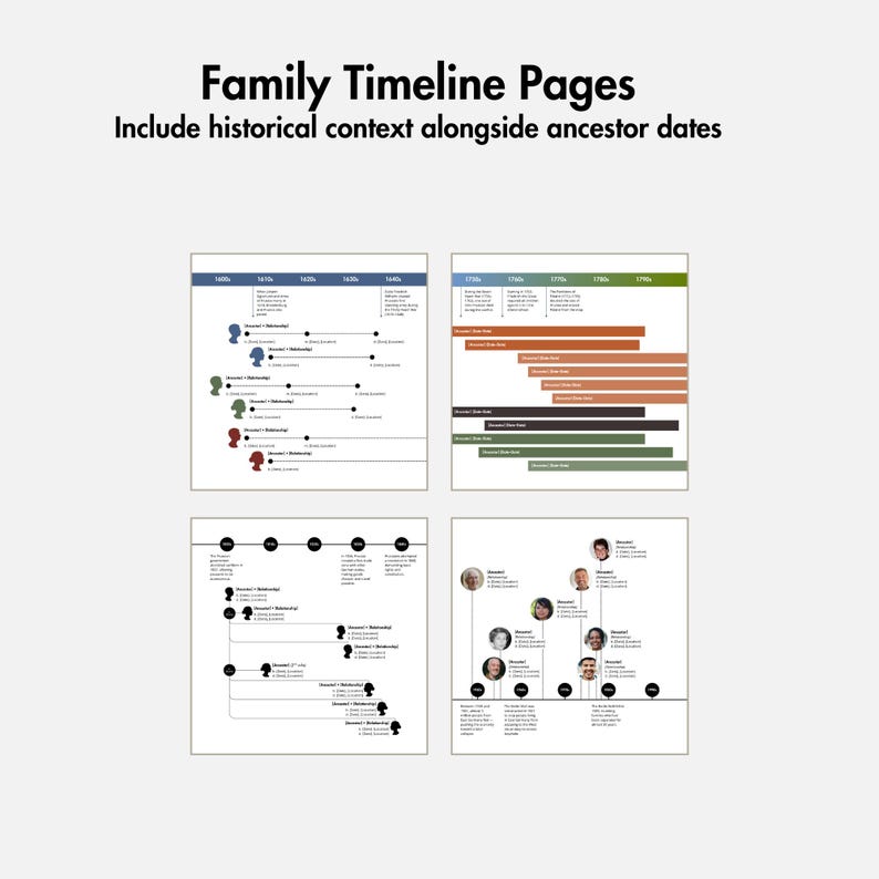 Family History Book Templates - Family Groups Collection - 8.5x11 ...