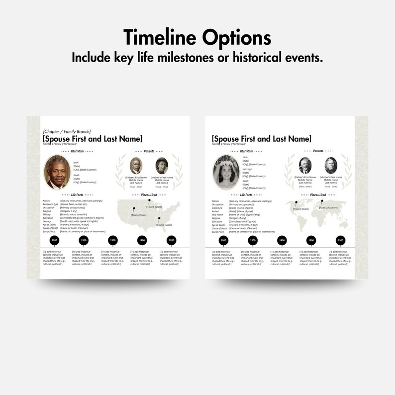 Family History Book Templates - Ancestor Biography Collection - 8.5x11 ...
