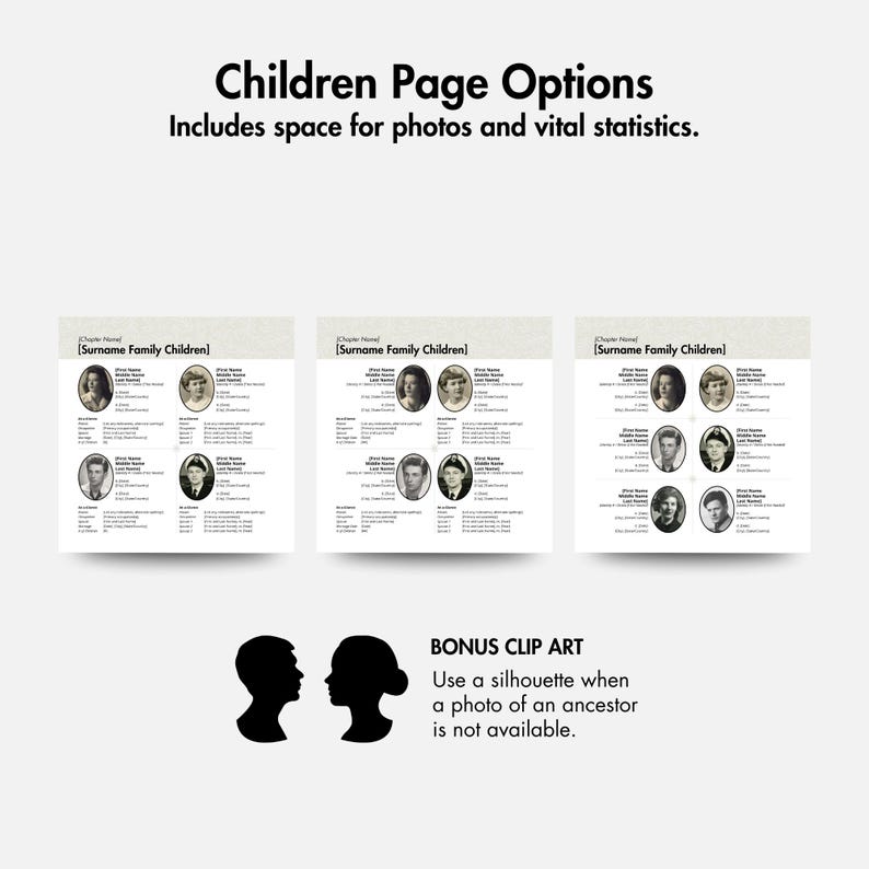 Family History Book Templates - Ancestor Biography Collection - 8.5x11 ...