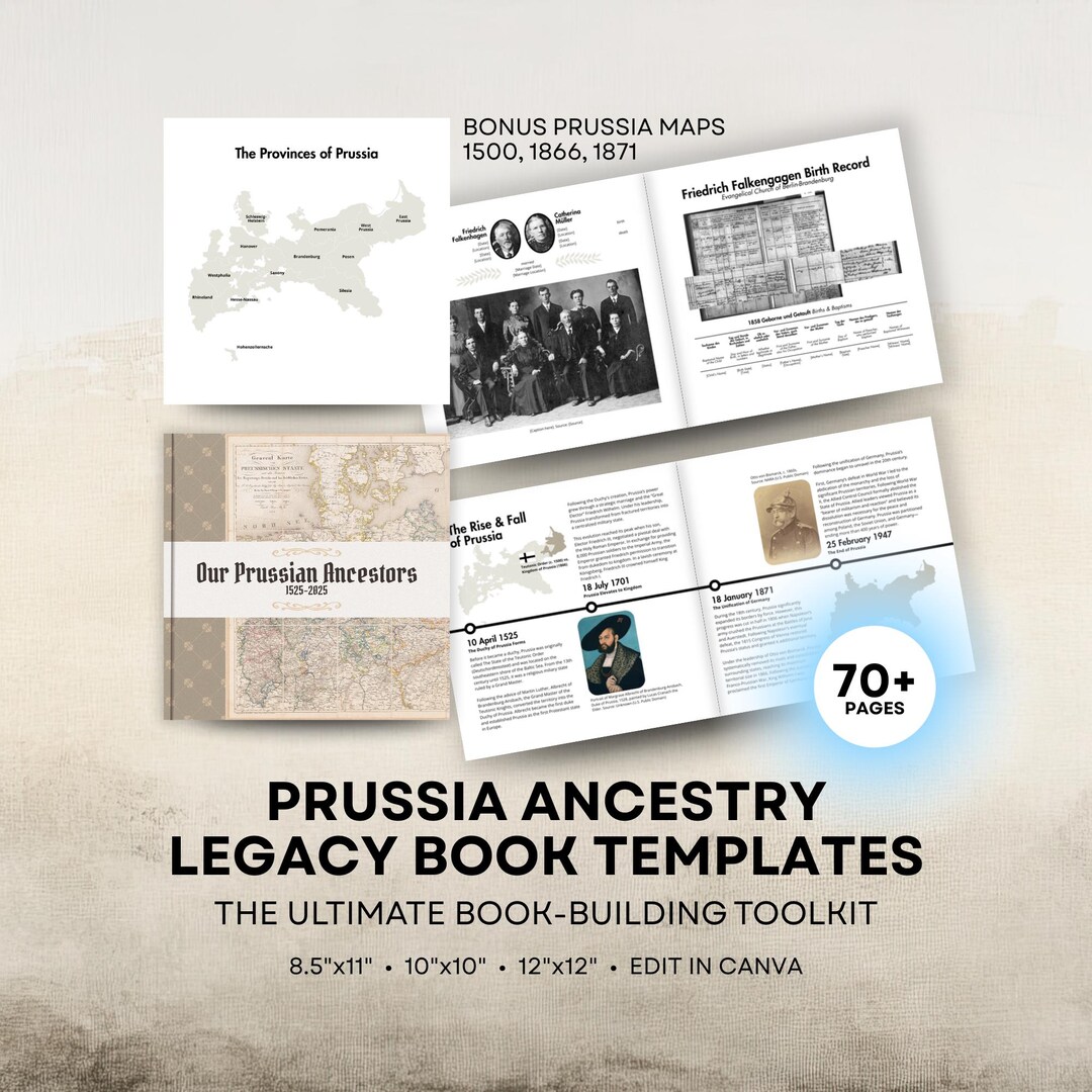 Family History Book Templates - Prussia Collection - 8.5x11 Portrait ...