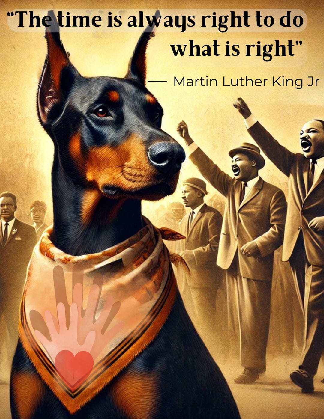MLK Digital Art | Black History Wall Print | Doberman Art for Pet ...