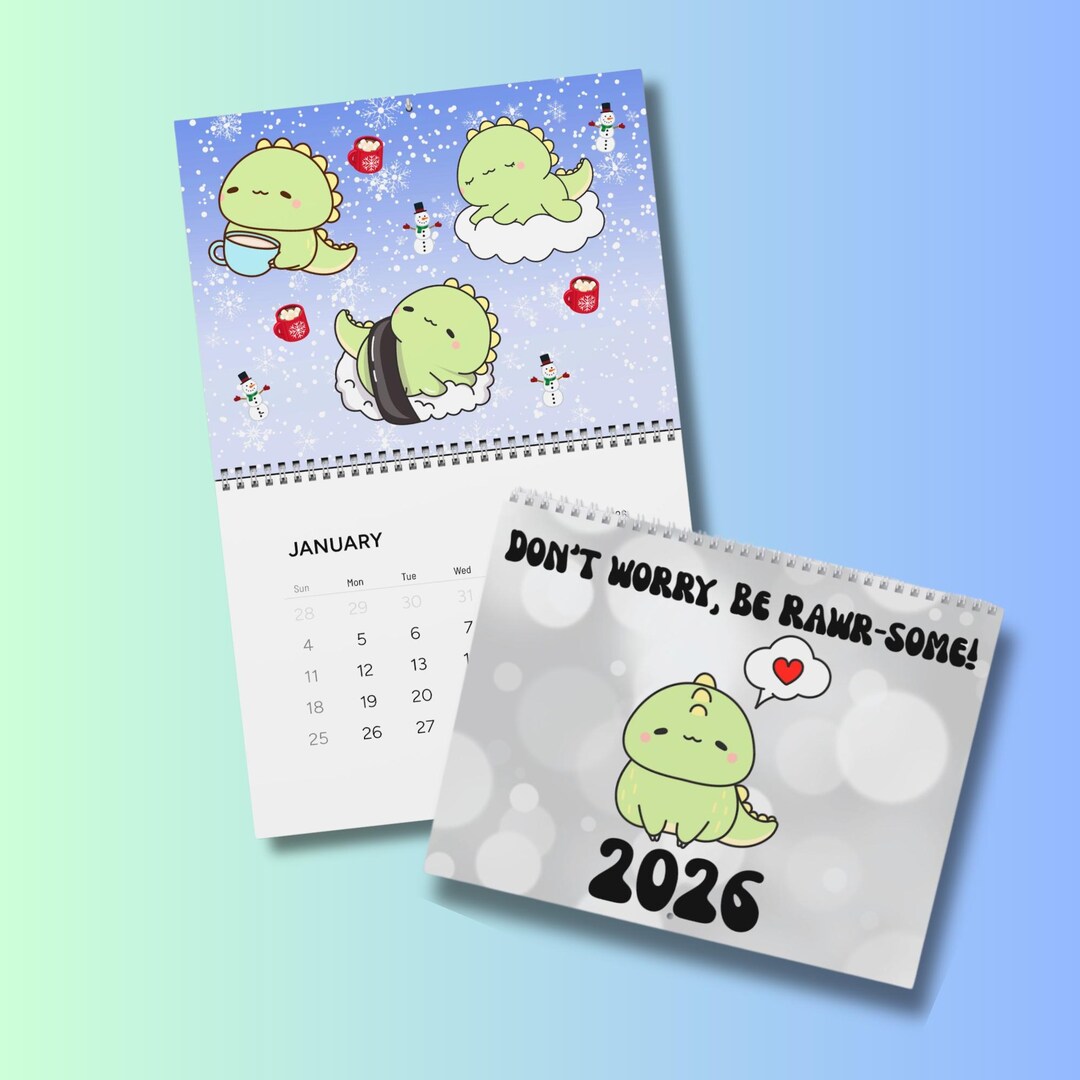 Dinosaur Calendar, 2026 Wall Calendar, Work From Home Essentials ...