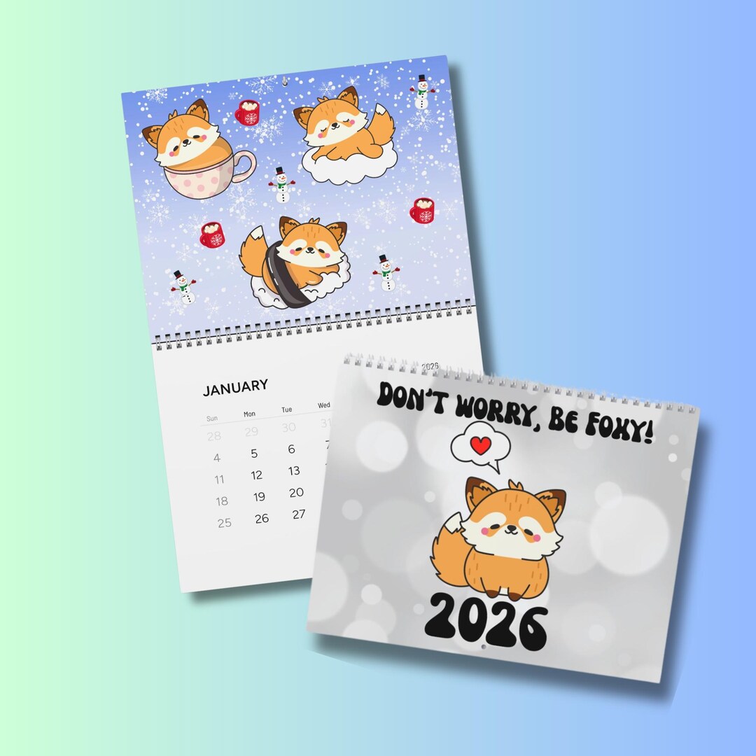 Fox Calendar, 2026 Wall Calendar, Work From Home Essentials, Fox Lover ...