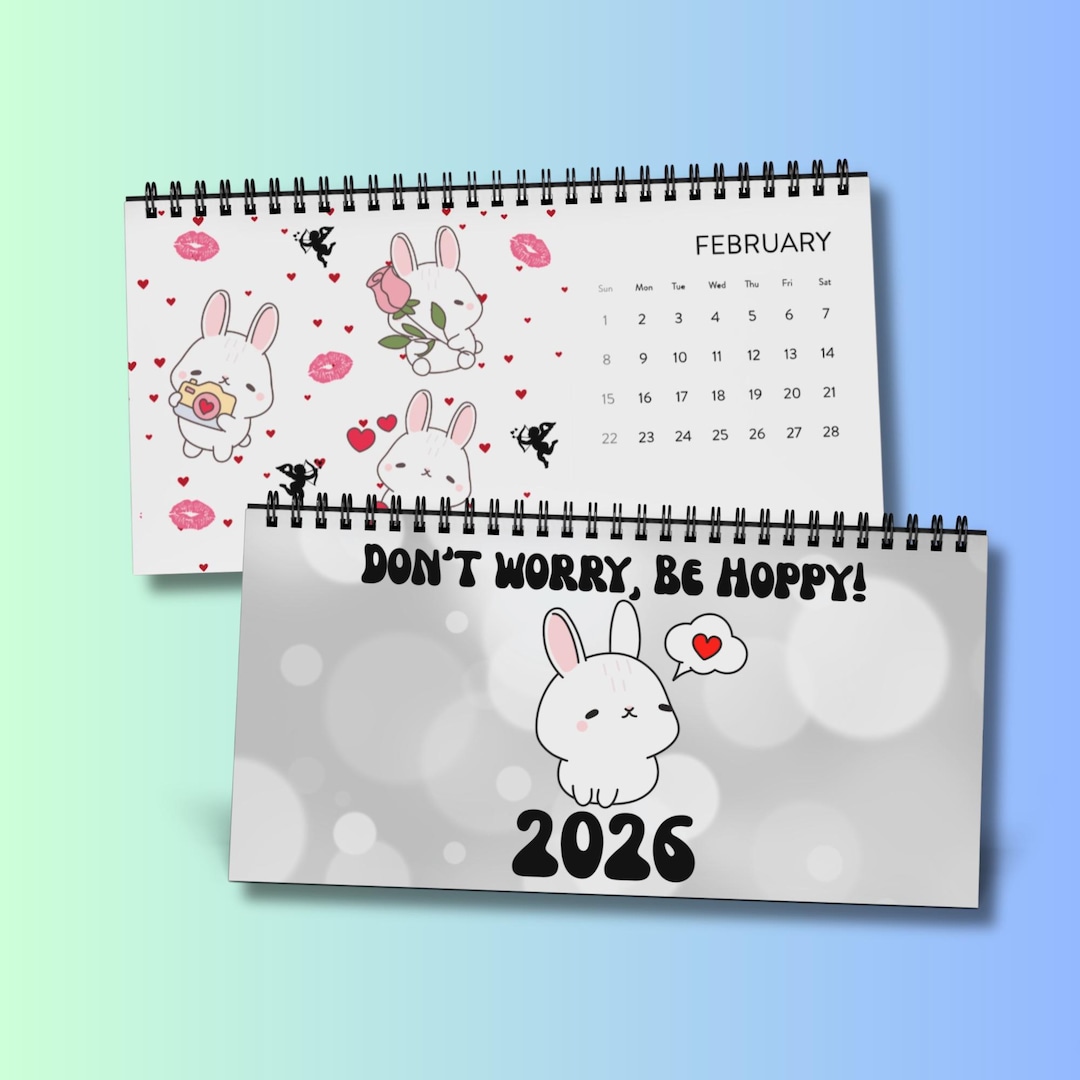 Bunny Calendar 2026, Kids Desk Calendar, Work From Home Essentials ...