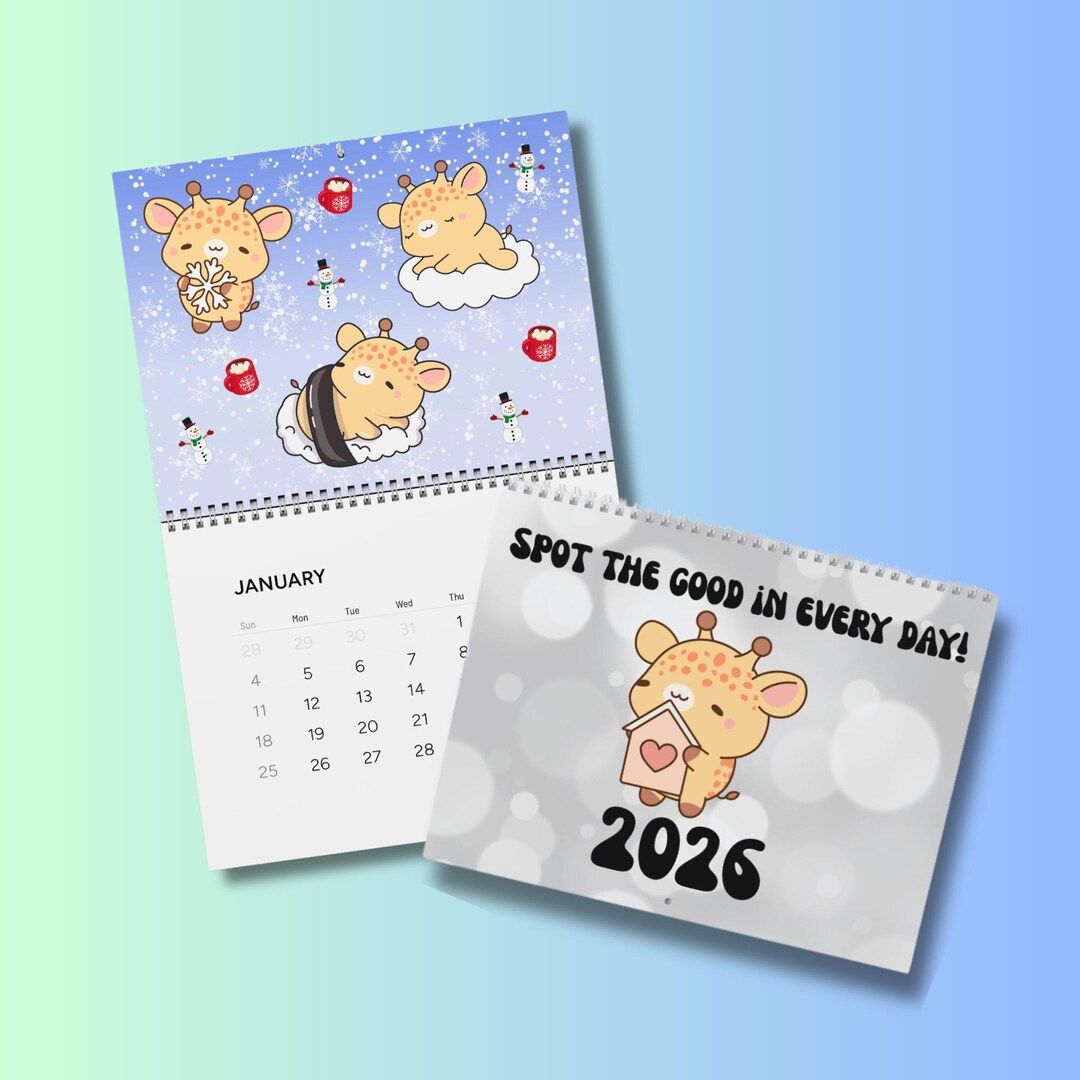 Giraffe Calendar, 2026 Wall Calendar, Work From Home Essentials ...