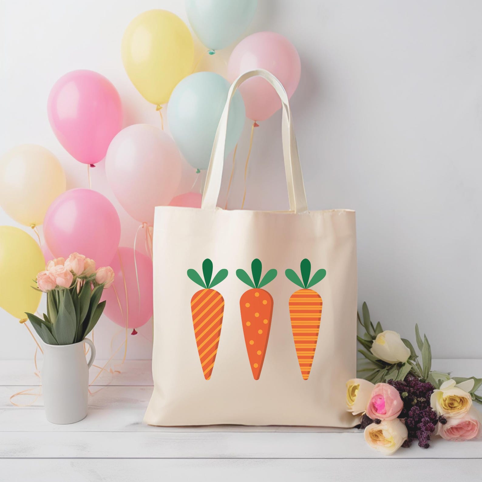 Happy Easter Bunny Tote Bag, Cute Easter Egg Basket, Easter Treat Bag ...