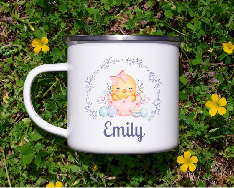 Kids Easter Bunny Enamel Mug, Personalized Easter Gifts, Easter Basket ...