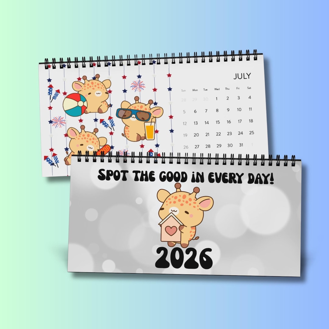 Giraffe Calendar 2026, Kids Desk Calendar, Work From Home Essentials ...