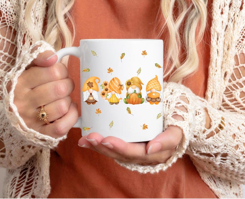 Fall Gnomes Mug, Gnome Coffee Mugs, Cute Pumpkin Gnome Sunflower Autumn ...