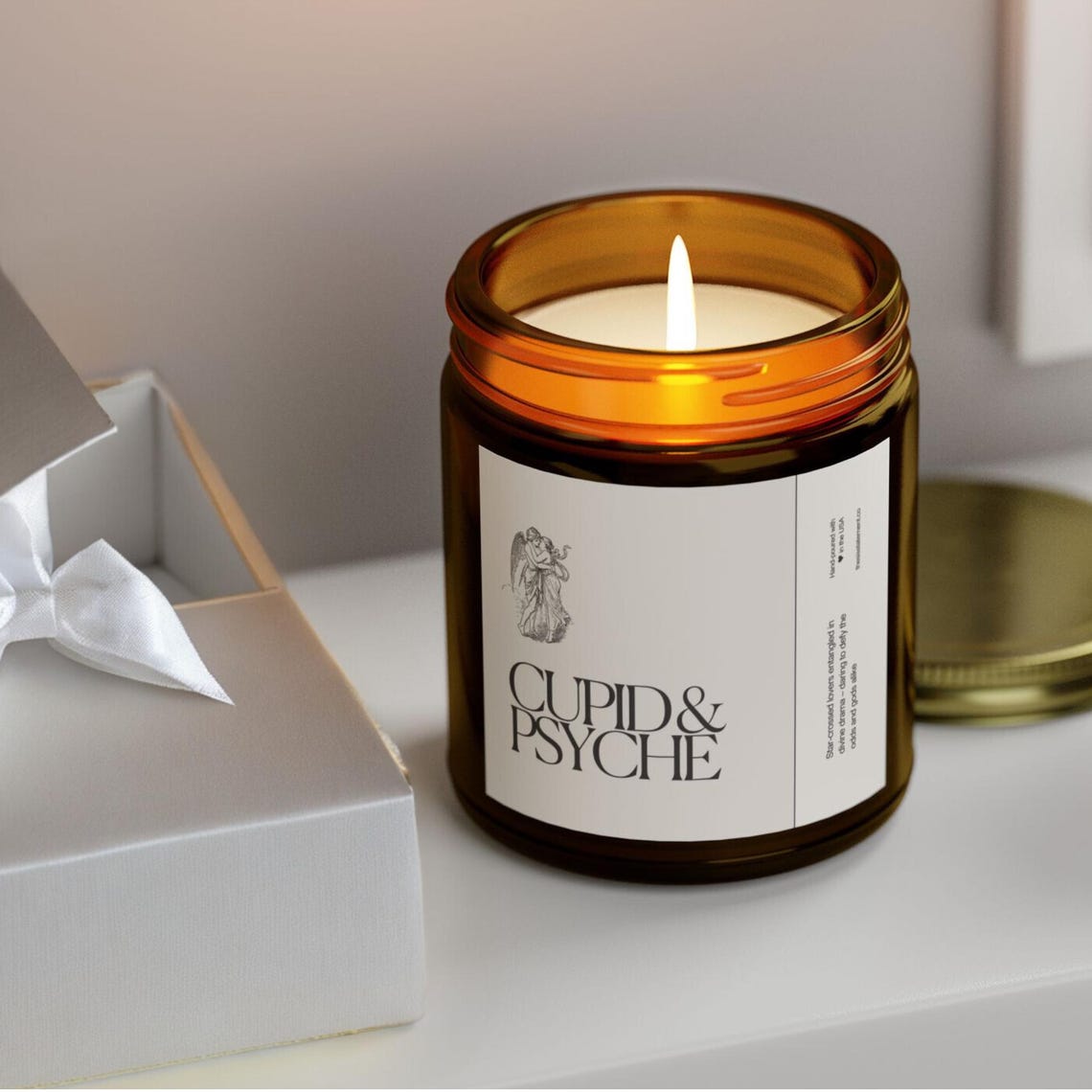 Cupid & Psyche Candle – Romantic Greek Mythology Gift, Coconut Apricot ...