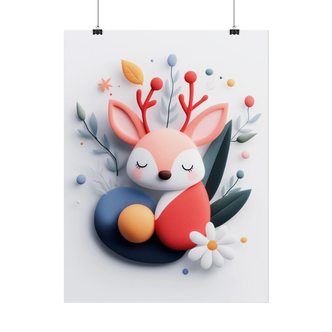 Bambi Posters, Kid's Room Decor, Nursery Wall Art, 3D Print Effect ...