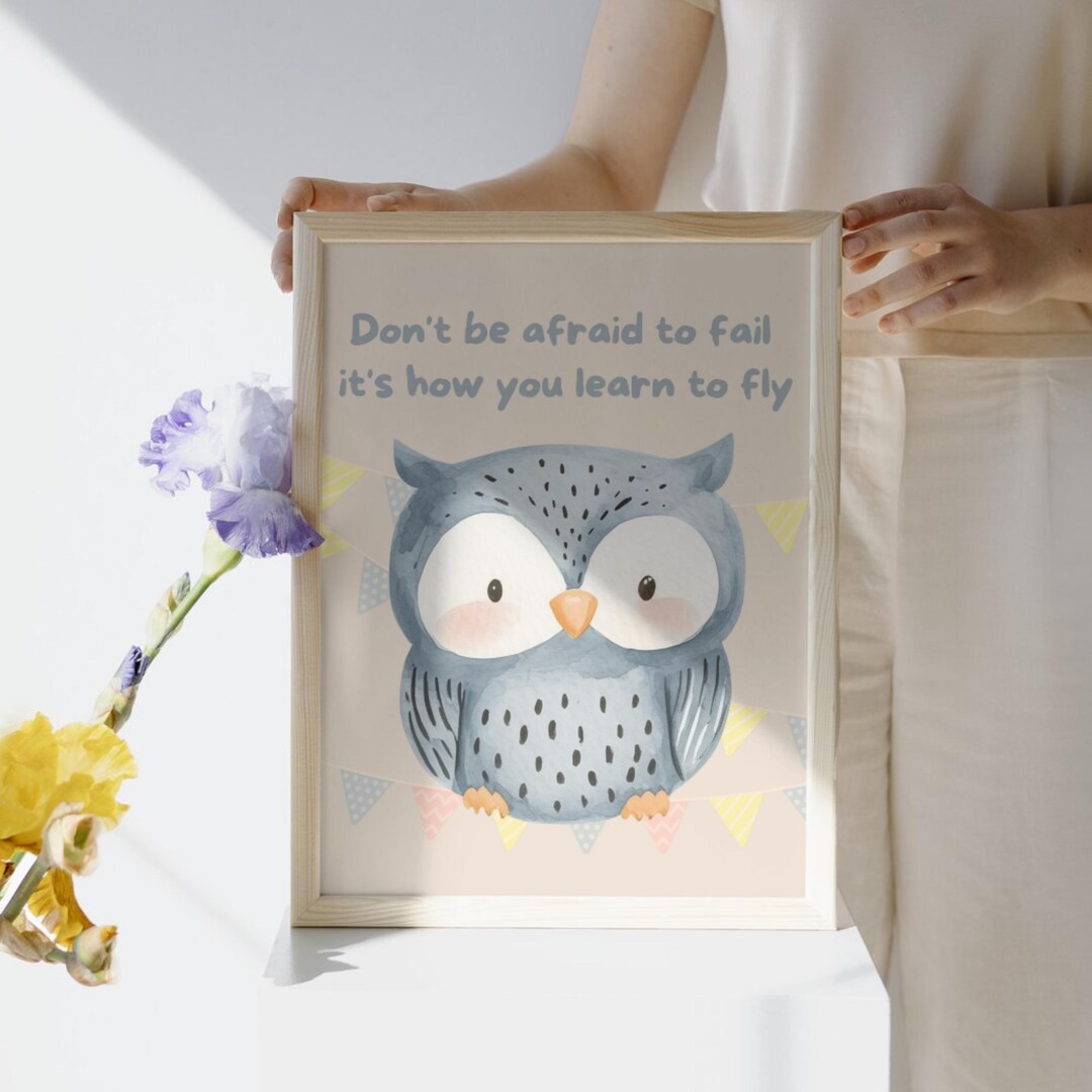 Watercolor Owl Rolled Poster, Inspirational Quote, Home Decor, Dorm ...